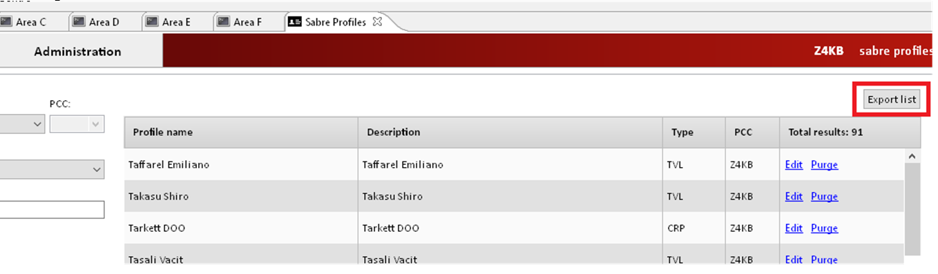 Обратная синхронизация Sabre Profiles - MOM for Clients